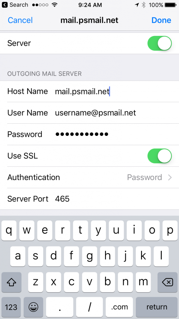 How do I update iPhone’s outgoing settings – PSMail.net support pages