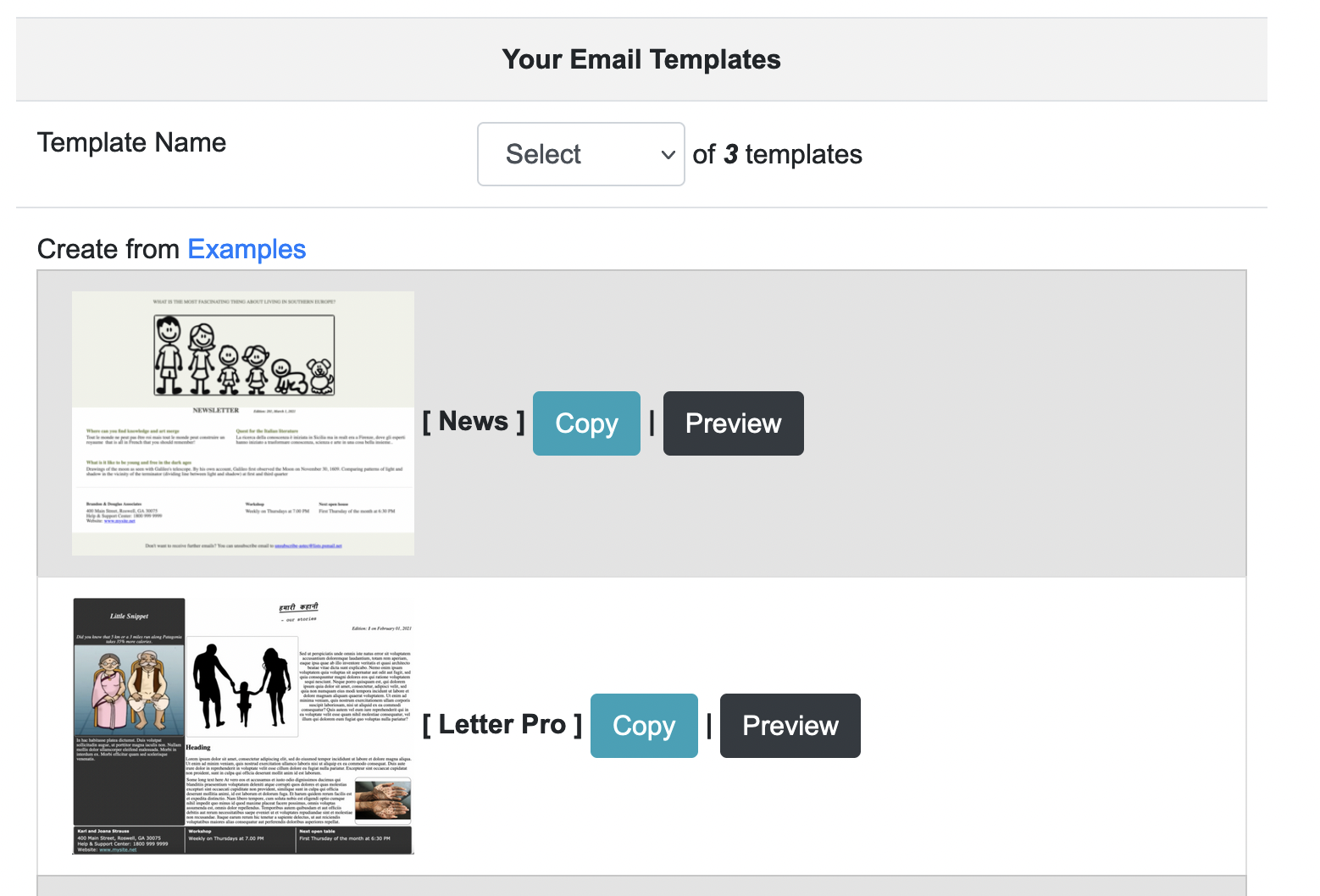 Templates to create emails – PSMail.net support pages