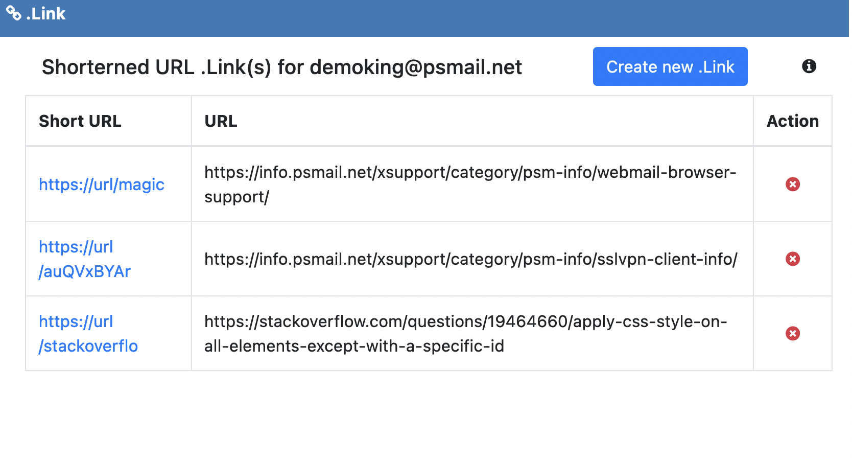 .Link URL shorten-er – PSMail.net support pages