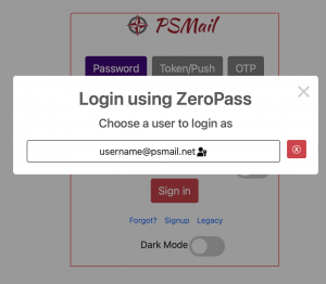 ZeroPass – Browser Login – PSMail.net support pages